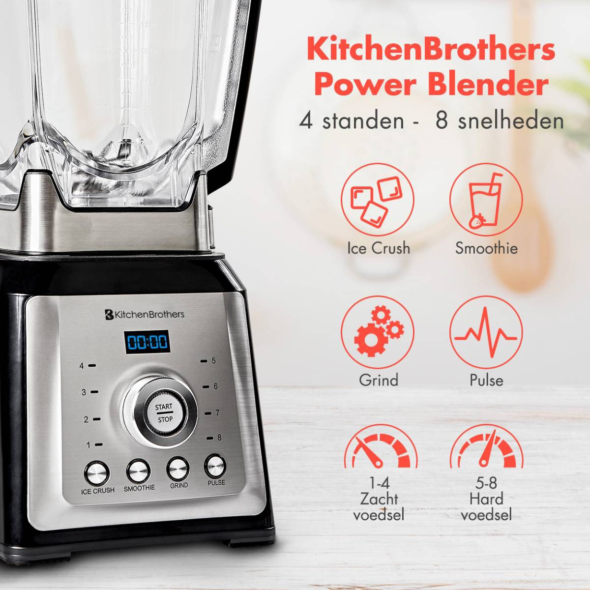 Power Blender 2000W 2L 8 Standen bestellen? | KitchenBrothers